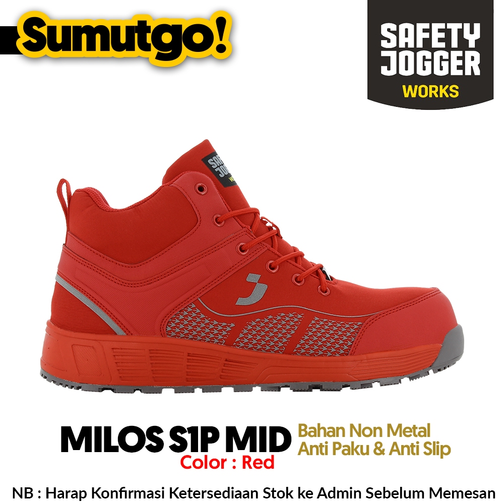 Jual Sepatu Safety Jogger Original MILOS S1P MID Merah Red Rising ...