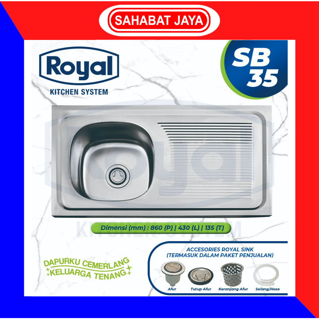Jual ROYAL KITCHEN SINK SB 35 BAK CUCI PIRING MINIMALIS SET | Shopee ...