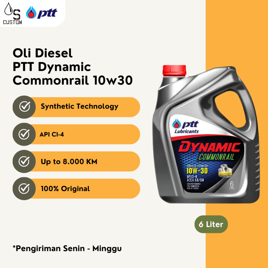 Jual Oli Mesin Diesel PTT Lubricants Dynamic 10w30 / 10w-30 API CI 6 Liter | Shopee Indonesia