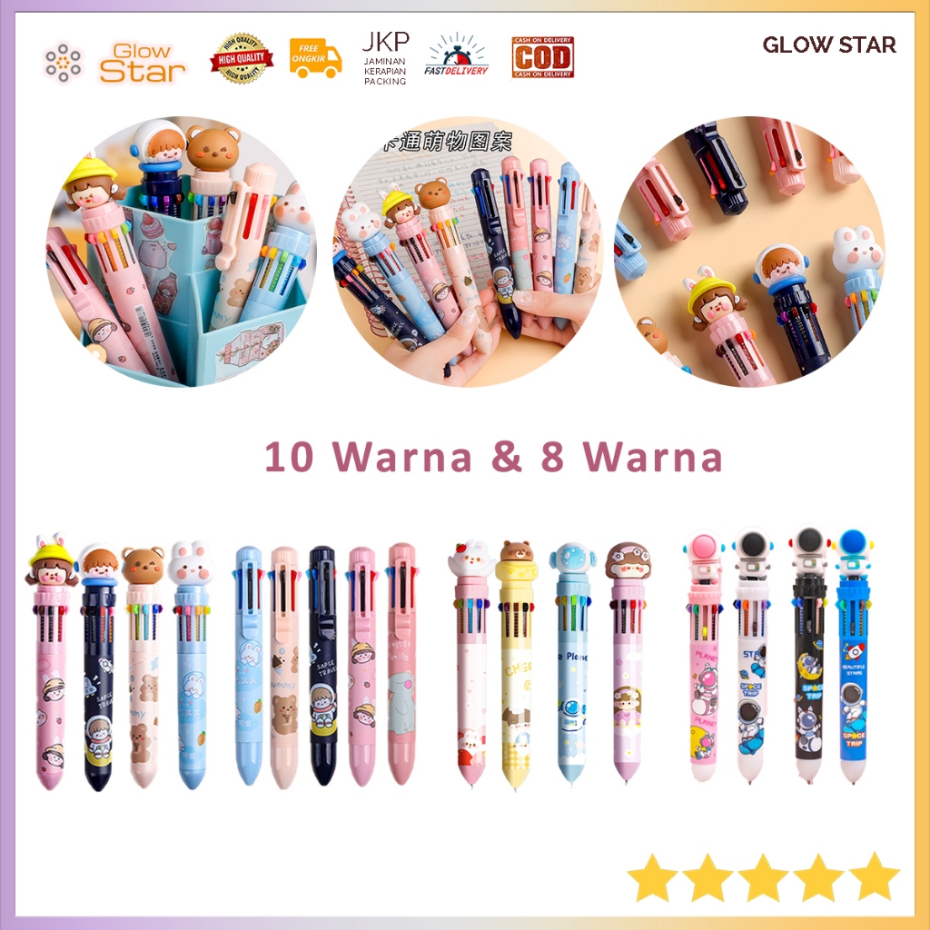 Jual BMC2 Pulpen Pena Cute Collection Ballpoint Multi Warna 10 in 1 ...