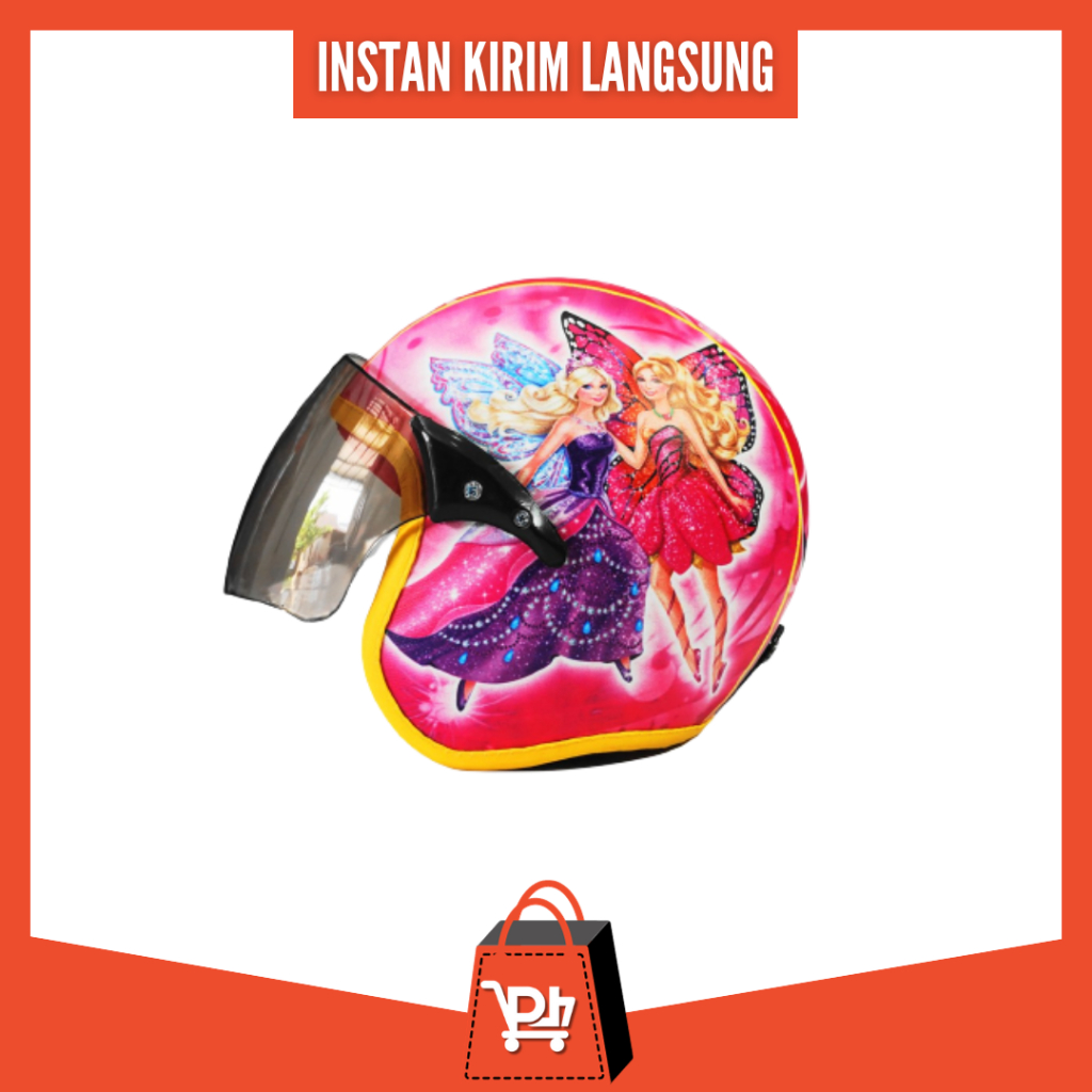 Jual [ Instan 2 Jam ] Helm Anak HALF FACE Motif Boneka Barbie (3 - 7 ...