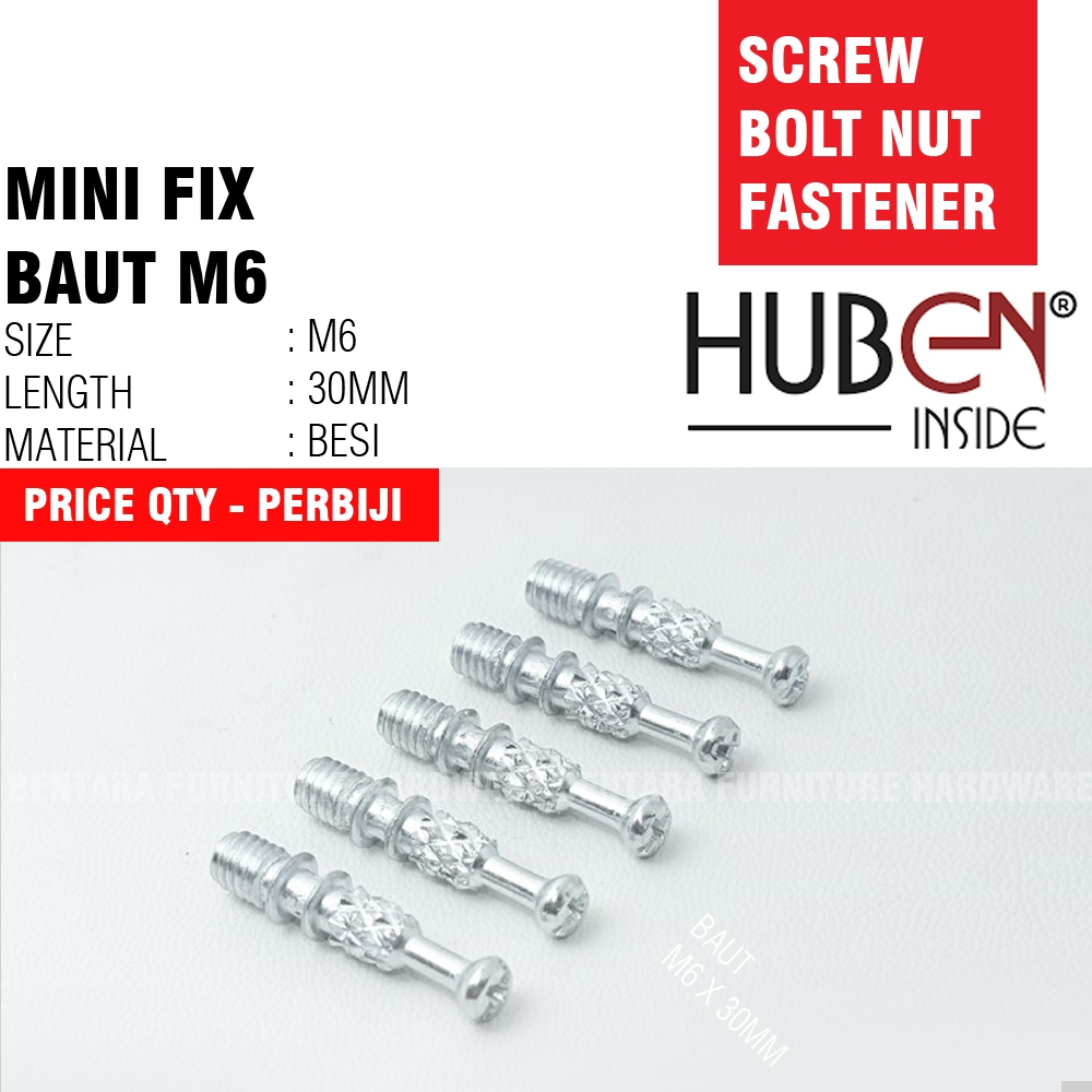 Jual HUBEN HG-624 BAUT SKRUP M6 X 30MM UNTUK MINIFIX KNOCKDOWN | Shopee ...