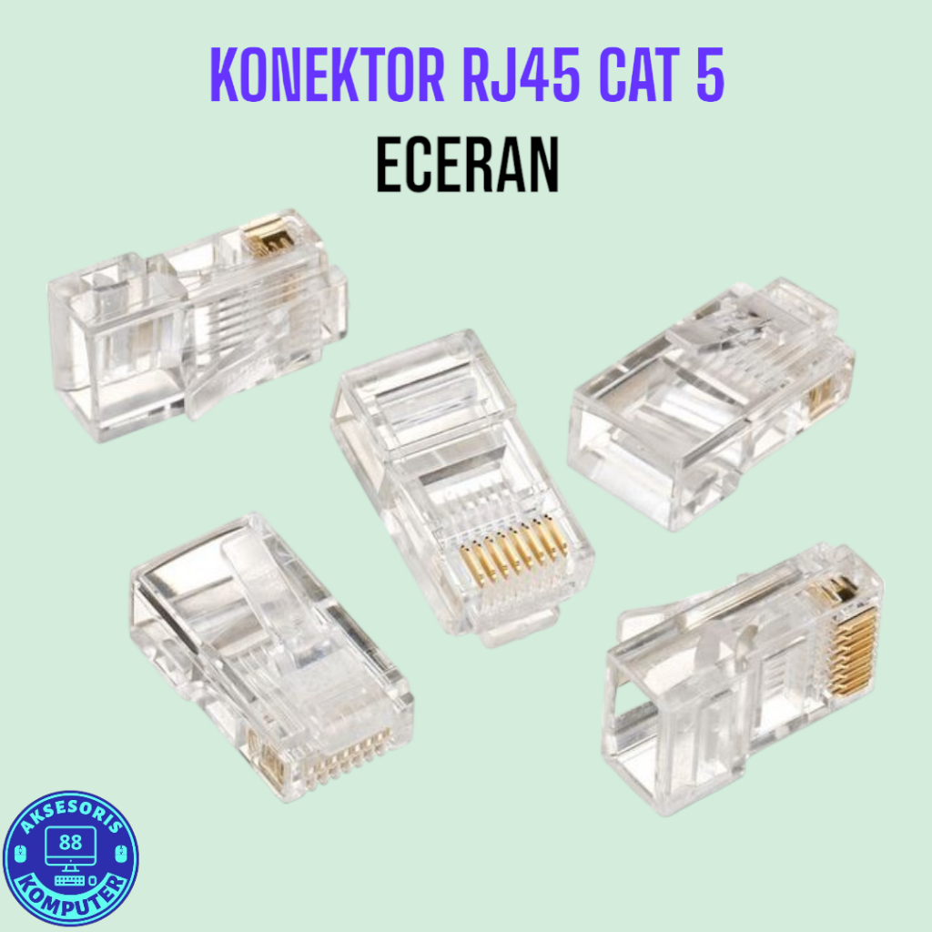Jual CAT5 | KONEKTOR LAN RJ 45 CAT 5 TRANSPARANT PLASTIK / CONNECTOR LAN RJ45 CAT5 ECERAN SATUAN ...