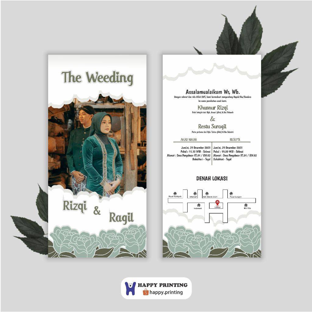 Jual UNDANGAN PERNIKAHAN SATU LEMBER M FREE PLASTIK, BARCODE TURUT ...