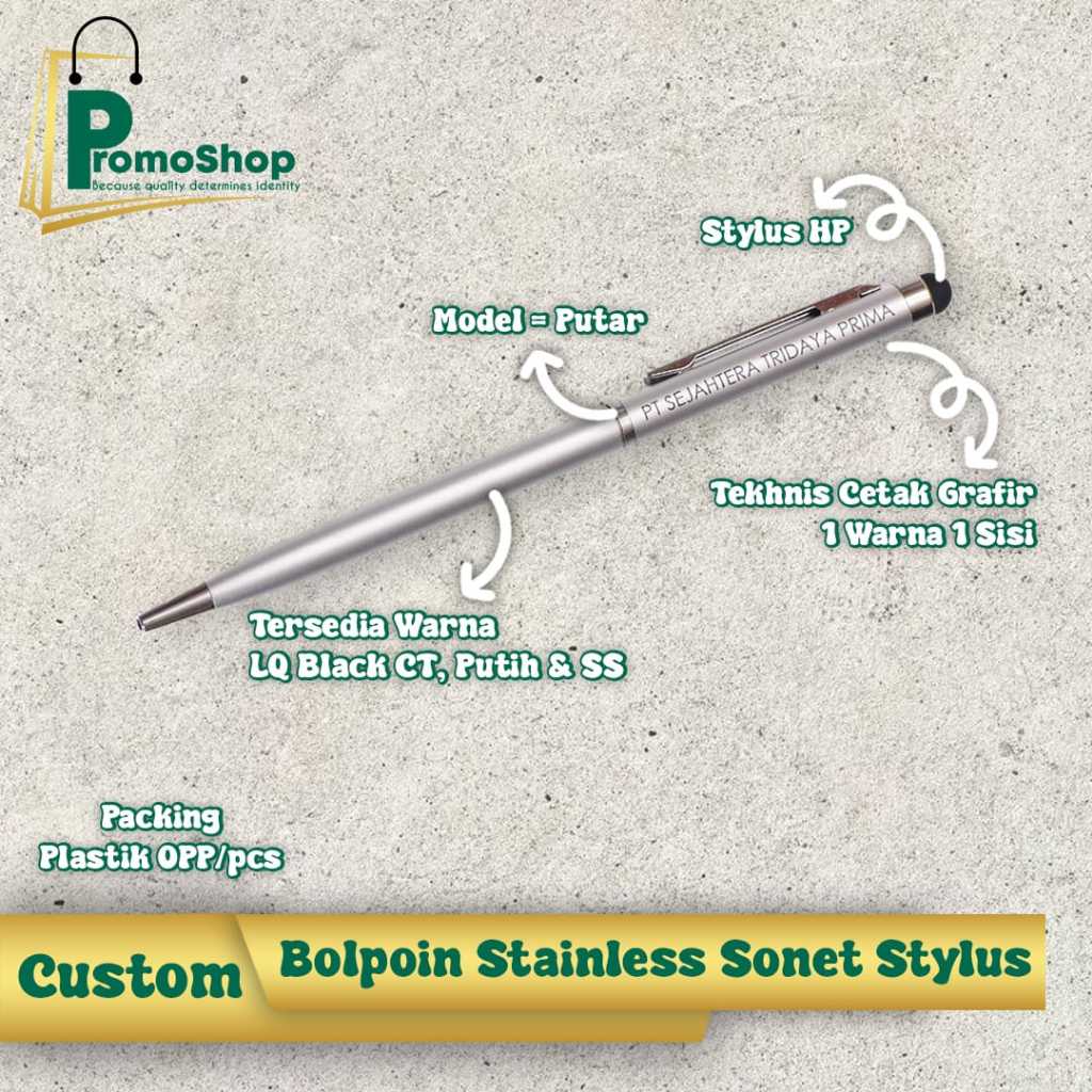 Jual Cetak Custom Pulpen Stainless Aesthetic Lucu Tinta bolpoin Bolpen ...