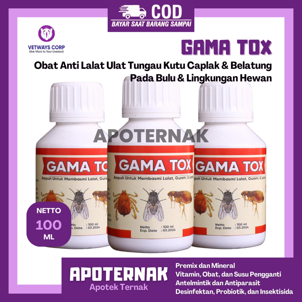 Jual GAMA TOX 100ml - Pembasmi Larva Lalat Gurem Kutu Ampuh - Racun ...