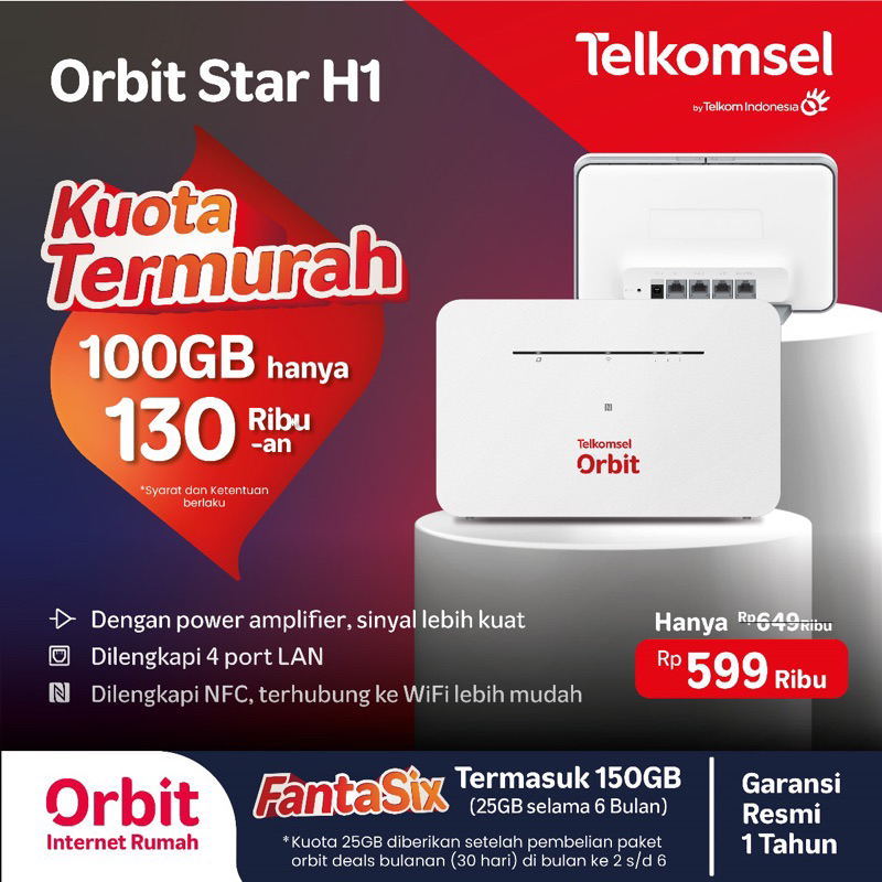 Jual HKM0127 Modem Wifi Telkomsel Orbit Star N1 Router 4G Free Kuota Dan Antenna | Shopee Indonesia