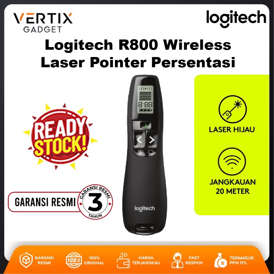 Jual Logitech R800 Wireless Laser Pointer Persentasi Green Laser ...