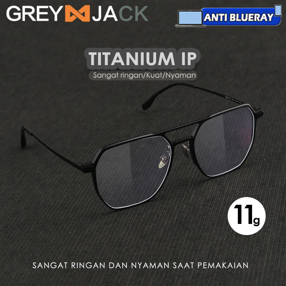 Jual Grey Jack Frame Kacamata Titanium Model Aviator Kotak Ringan Stylish Fashion Pria Wanita ...