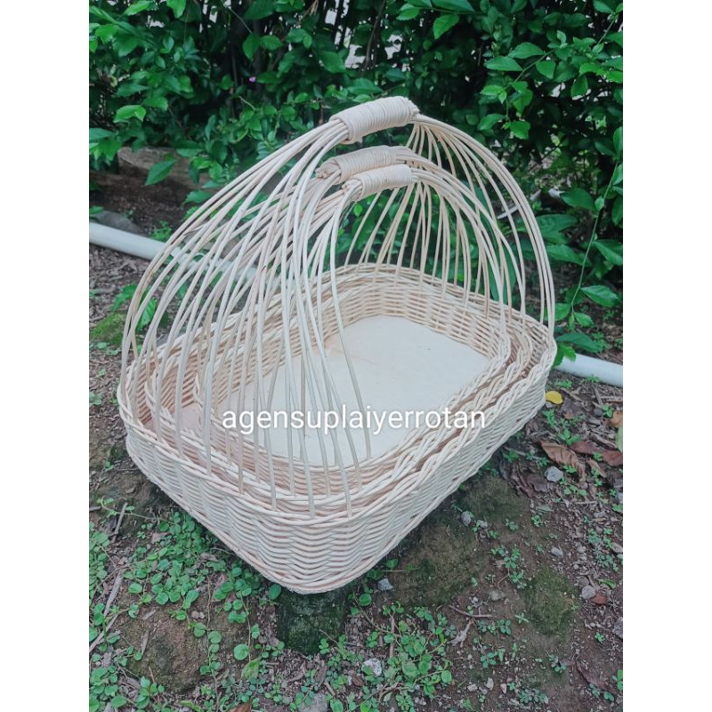 Jual MURAH isi 3 pcs keranjang rotan model pelangi full rotan halus ...