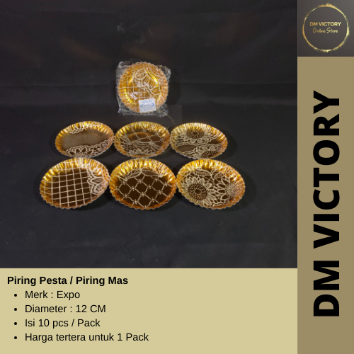 Jual Piring Mas Ulang Tahun isi 10 Pcs Expo / Piring Kue Tart Emas ...