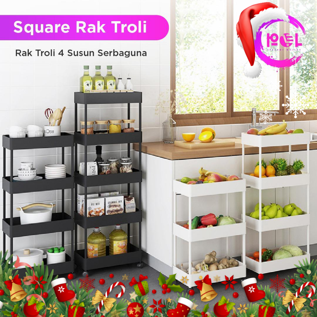 Jual [POL] COD Rak Persegi Dapur Plastik 4 Susun | Rak Yeye | Rak Kamar ...