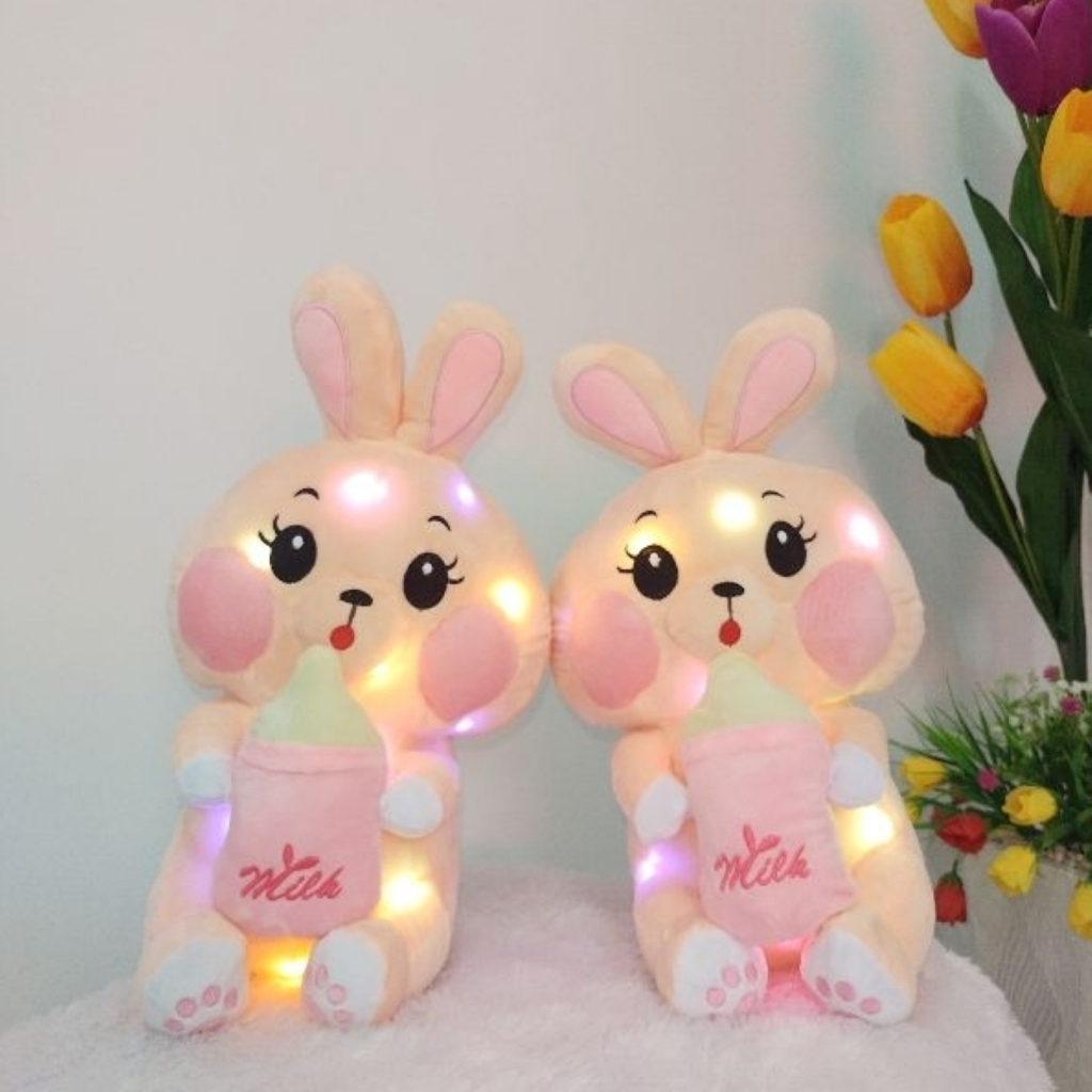 Jual Boneka Kelinci pegang dot susu plus led bisa nyala Boneka Rabbit ...