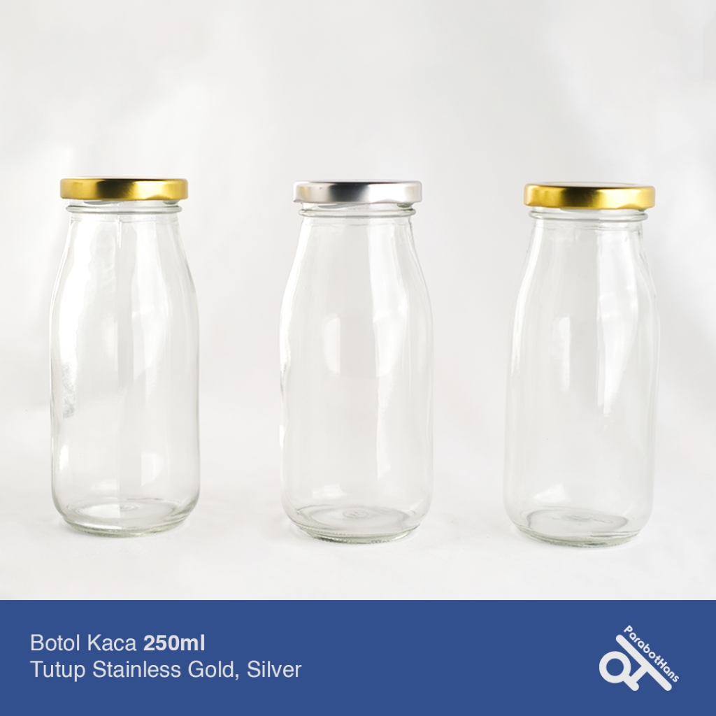 Jual Botol Kaca 250ml Tutup Stainless. Susu / Milk / Juice | Shopee Indonesia