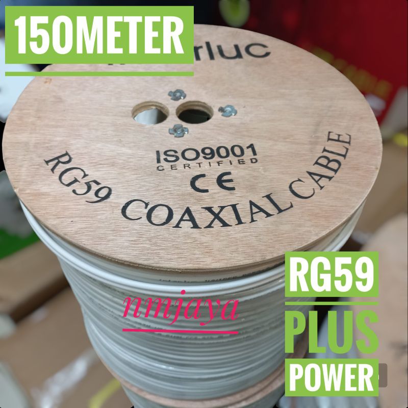Jual Kabel Rg59 Plus Power 150 Meter Cctv Interluc Coaxial Putih 95% ...