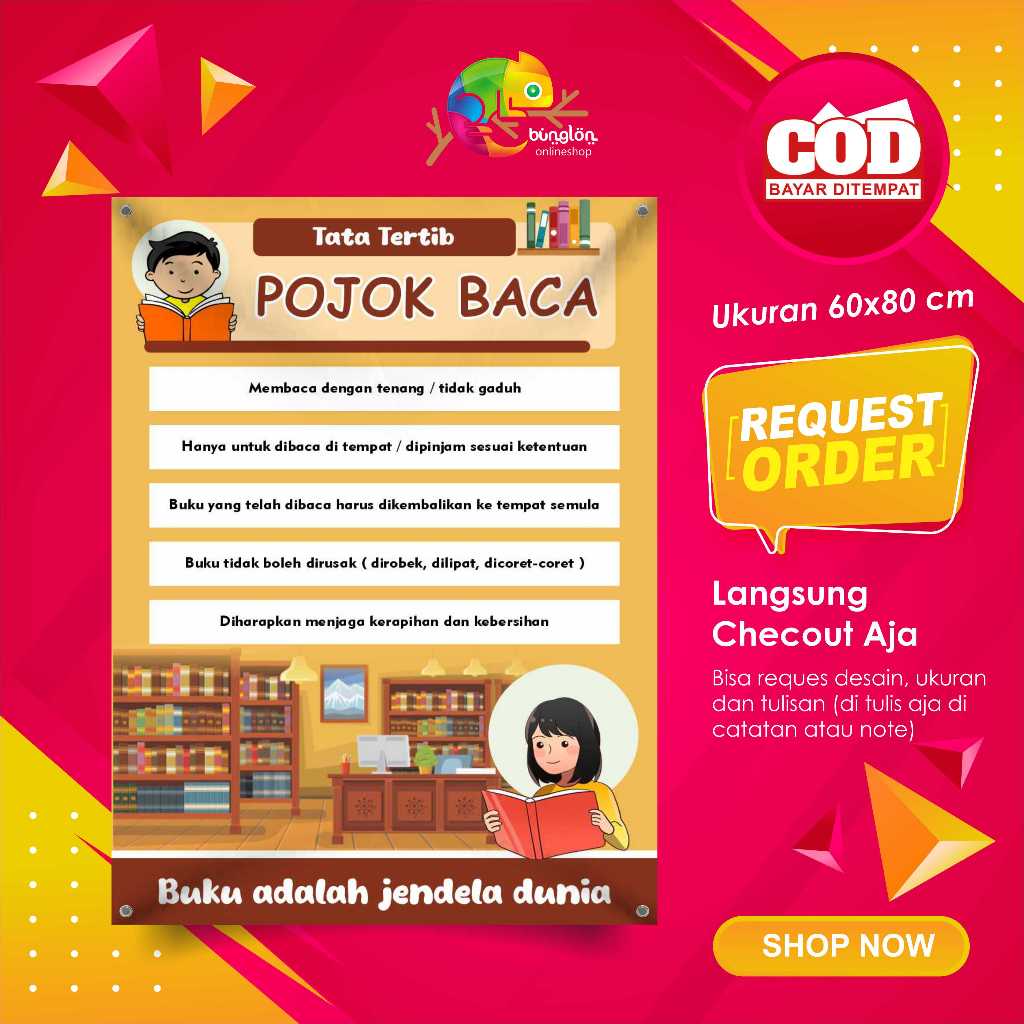 Jual Spanduk Banner 60x80 Tata Tertib Pojok Baca | Shopee Indonesia
