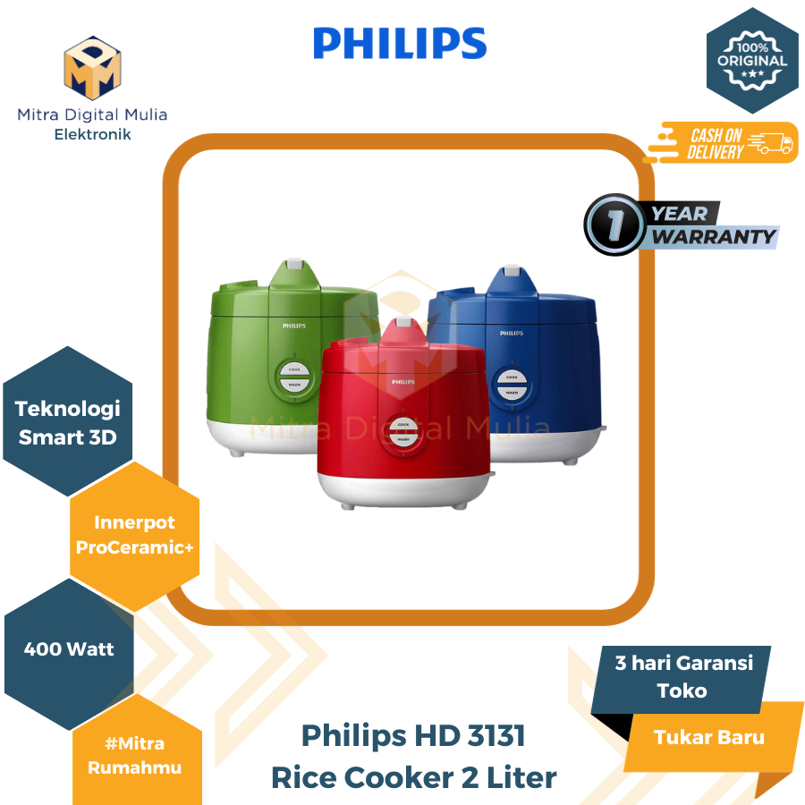 Jual PHILIPS HD 3131 / 31 Daily Collection Rice Cooker 2 L Biru/HD3131 ...