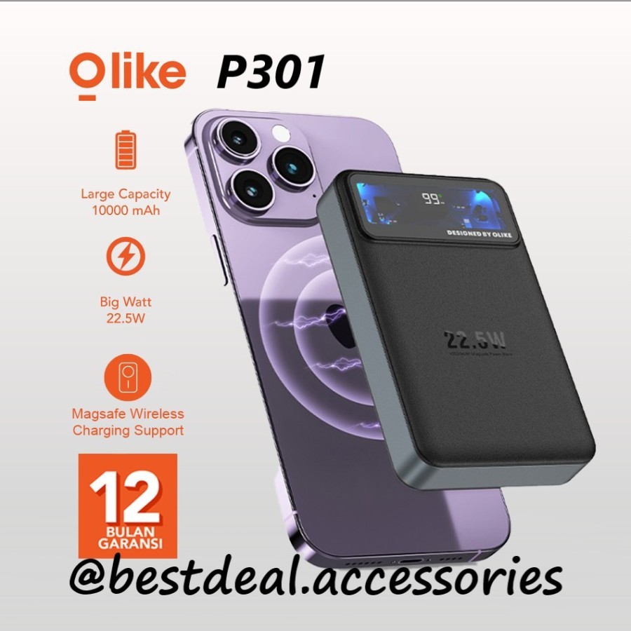 Jual Olike P301 Magpro Magnetic Wireless Powerbank Fast Charging ...