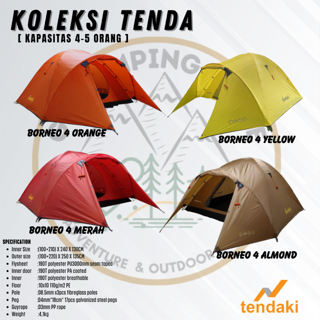 Jual [KOLEKSI] TENDA CAMPING | TENDA | TENDAKI BORNEO 4 | TENDAKI ...