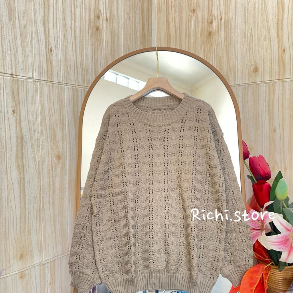 Jual Olive Blouse Rajut Baju Wanita Motif Jaring | Shopee Indonesia