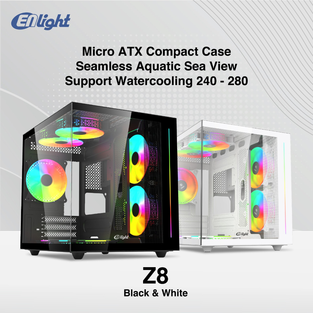 Jual CASING ENLIGHT Z8 - Micro ATX - INCLUDE 3 FAN - BLACK WHITE ...