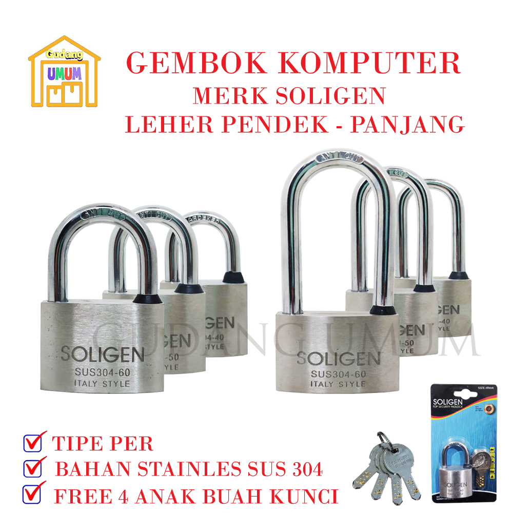 Jual Gembok Per Komputer SOLIGEN Stainless Steel SUS304 Gembok Pintu ...