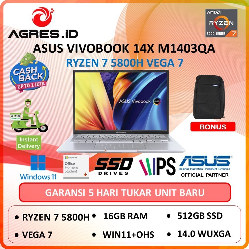 Jual Laptop ASUS VivoBook 14X M1403QA Ryzen 7 5800H 16GB 512SSD ...