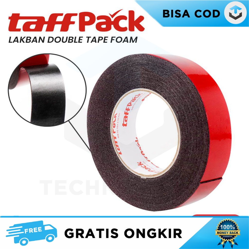 Jual DOUBLE TAPE LAKBAN MERAH POLOS DABELTIP BUSA SUPER KUAT 10M 10MM ...