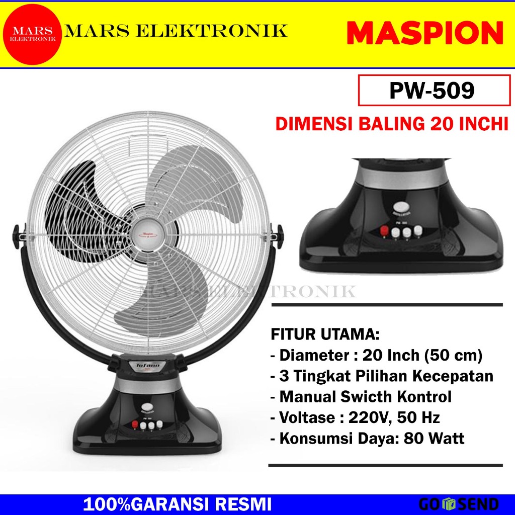Jual KIPAS ANGIN MASPION PW-509 - 20 INCHI DESK FAN - KIPAS ANGIN DUDUK ...