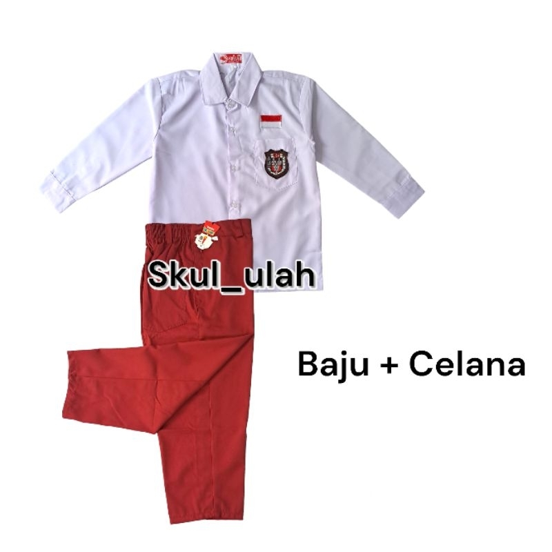 Jual SERAGAM SEKOLAH SD MERAH PUTIH ANAK LAKI LAKI BAJU PANJANG CELANA PANJANG | Shopee Indonesia
