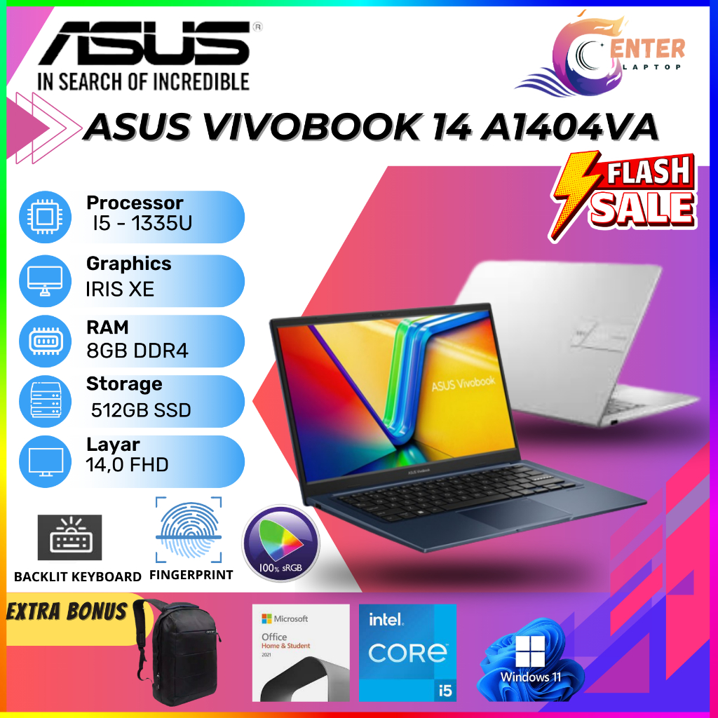Jual Laptop Asus Vivobook 14 A1404VA I5 1335 8GB 512GB W11+OHS | Shopee ...