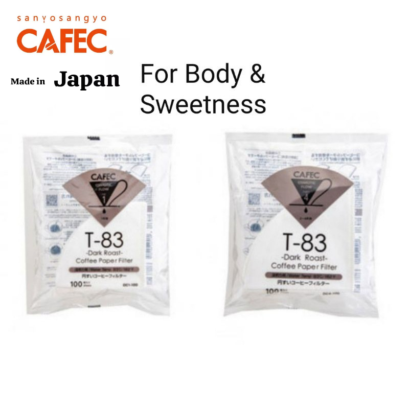 Jual CAFEC V60 Coffee filter Dark Roast T-83 DC1/4-100 kertas saringan ...