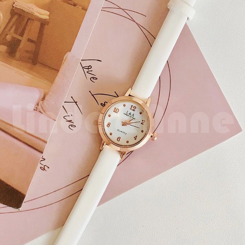 Jual Jam Tangan Wanita Polos Sederhana Tali Kulit Analog Quartz Retro ...