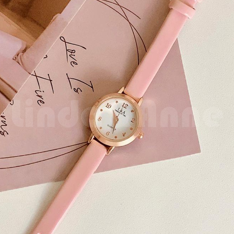 Jual Jam Tangan Wanita Polos Sederhana Tali Kulit Analog Quartz Retro ...