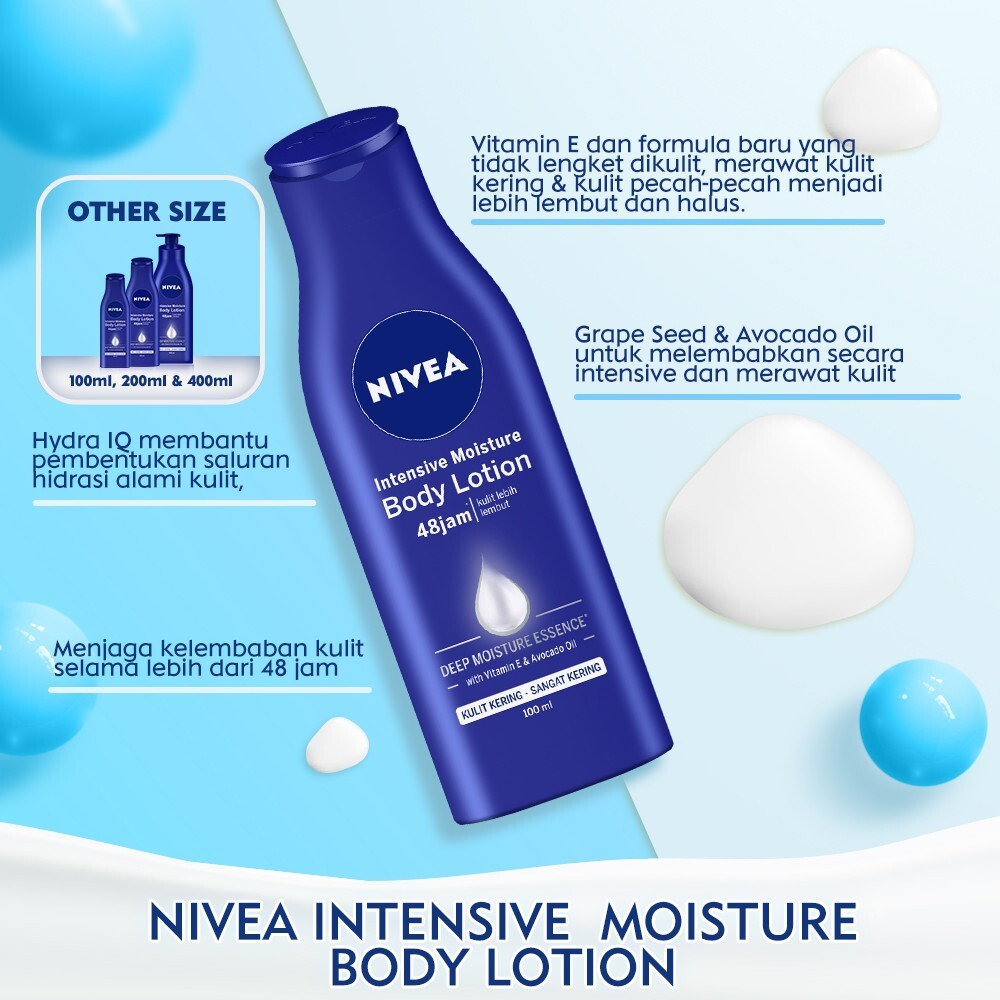 Jual Nivea Intensive Moisture Body Lotion 48jam 100ml Biru Tua