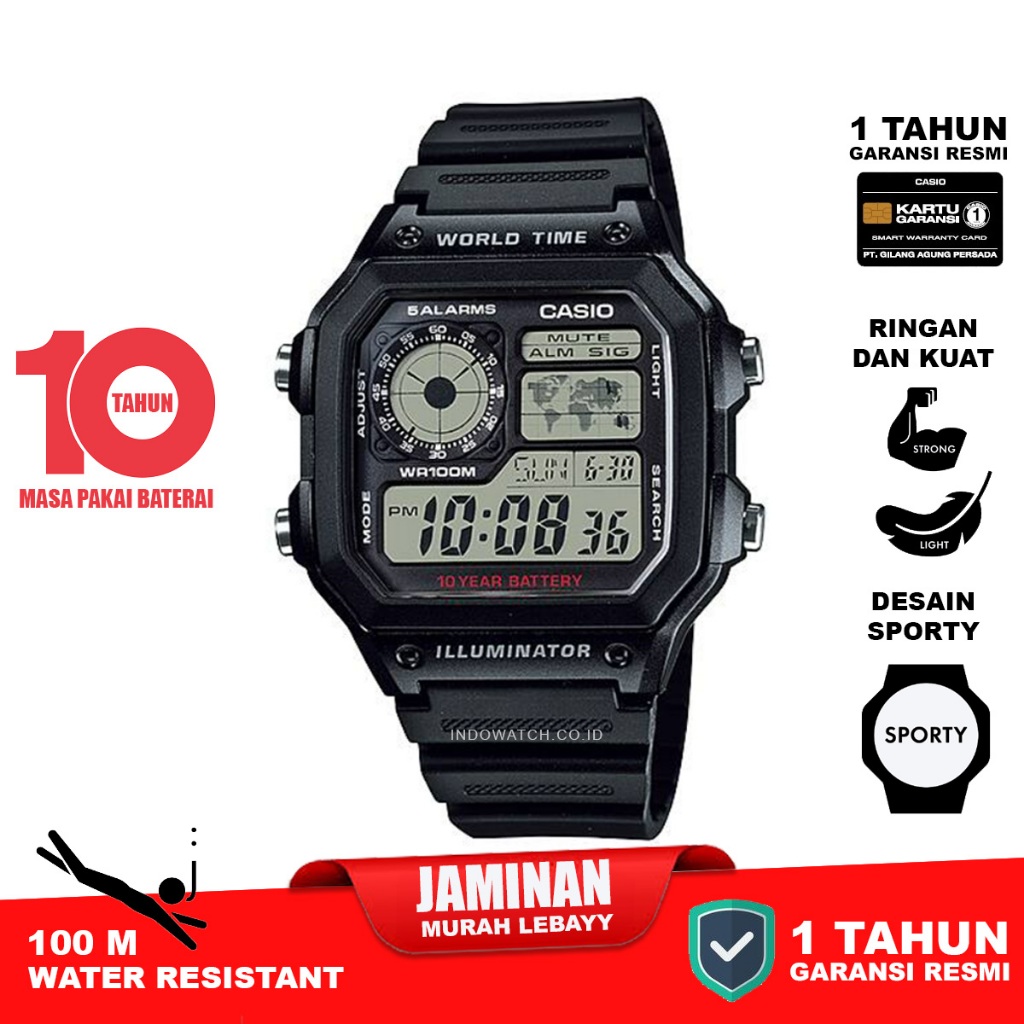 Jual Casio AE-1200WH-1AV ae1200 ae 1200 original garansi resmi | Shopee Indonesia