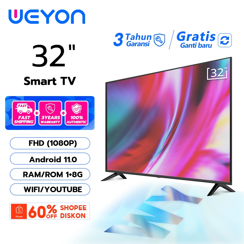 Jual Weyon 32 Inch Smart TV LED Android TV Digital FHD Televisi LED ...