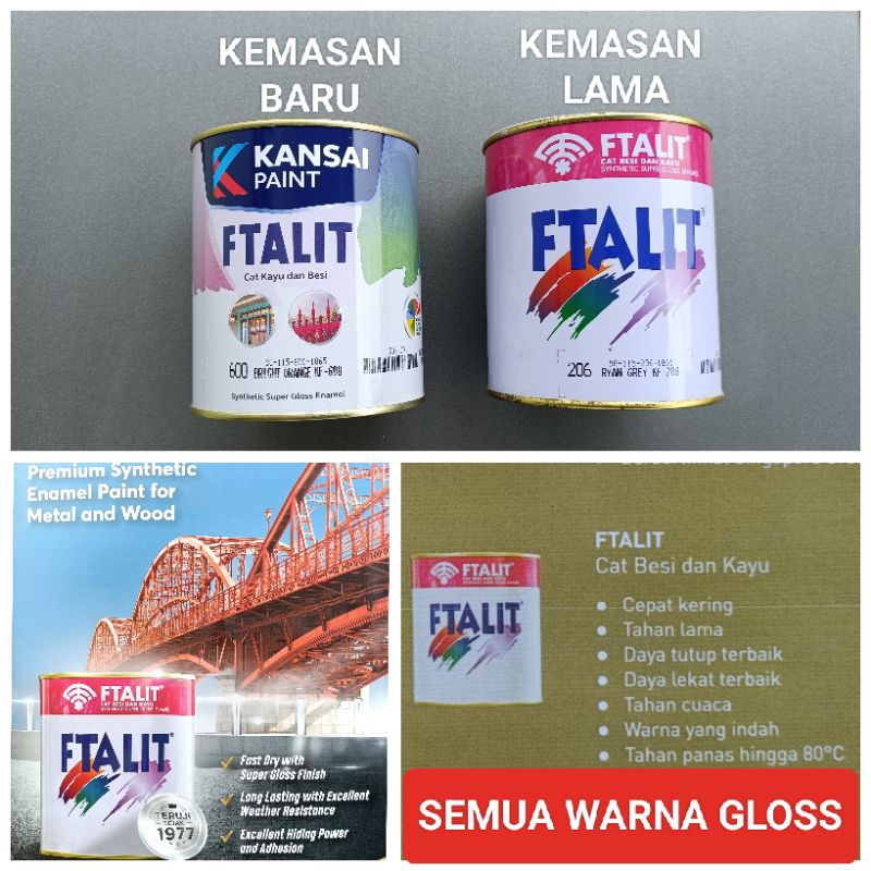 Jual FTALIT Semua Warna Gloss 1 Kg Cat Minyak Besi Kayu Kansai Paint | Shopee Indonesia