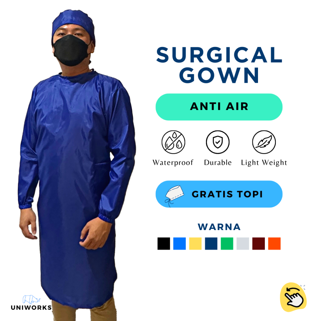 Jual UNIWORKS Gown Medis Surgical Baju Oka APD Operasi Lengan Panjang ...