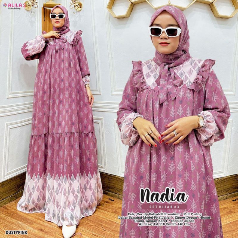 Jual VIRAL !! NADIA DRESS SET HIJAB #3 SUPER CAKEP ORI ALILA | Shopee Indonesia
