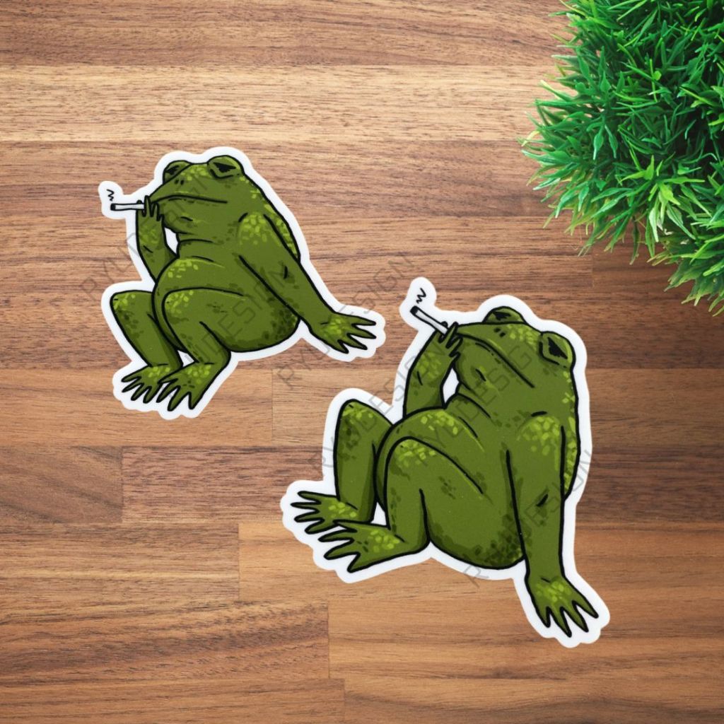 Jual Sticker Kodok Katak Duduk Sebat Santai Satuan Merokok Besar ...