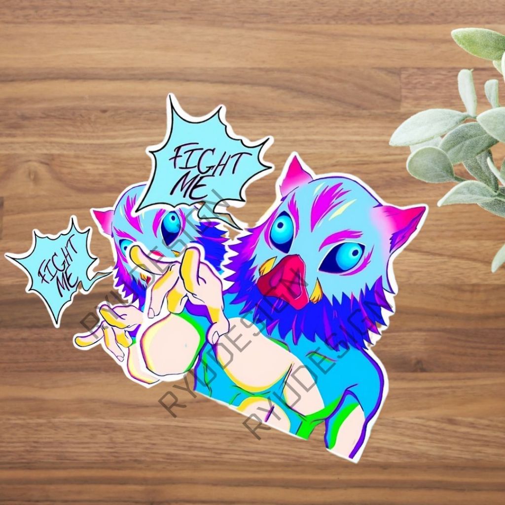 Jual Stiker Anime Kimetsu No Yaiba Hashibara Inosuke Neon Babi Besar ...