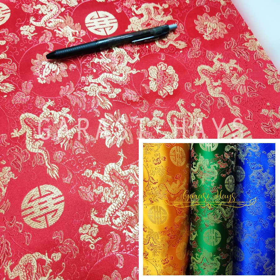 Jual Kain Cheongsam Jibao China Shanghai Lebar 90cm Dragon Liong Coin ...