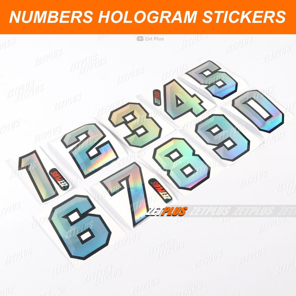 Jual STIKER HOLOGRAM ANGKA RACING /sticker number 1 2 3 4 5 6 7 8 9 0 ...