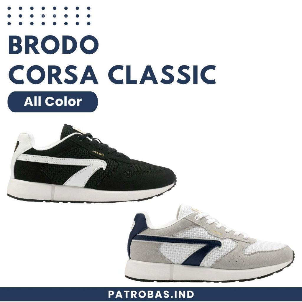 Jual BRODO Corsa Classic Black White Sepatu Sneakers Casual Sport Pria ...