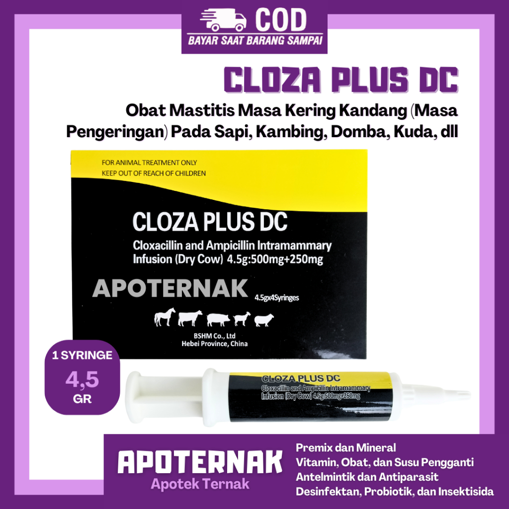 Jual CLOZA PLUS DC 1 Syringe | Obat Anti Mastitis Ternak Sapi Kambing ...