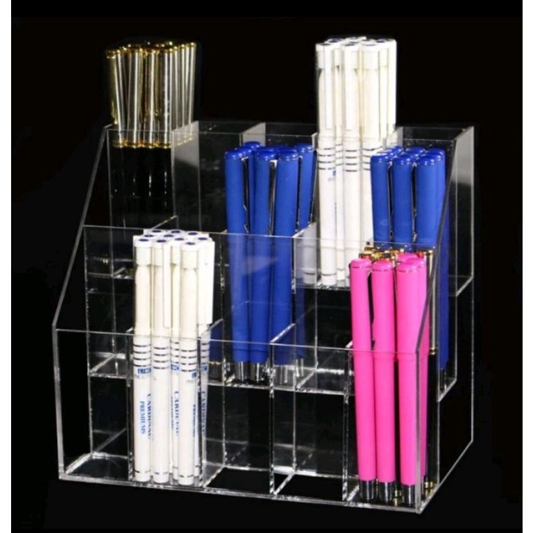 Jual Display rak pulpen 3 tingkat/tempat spidol akrilik | Shopee Indonesia