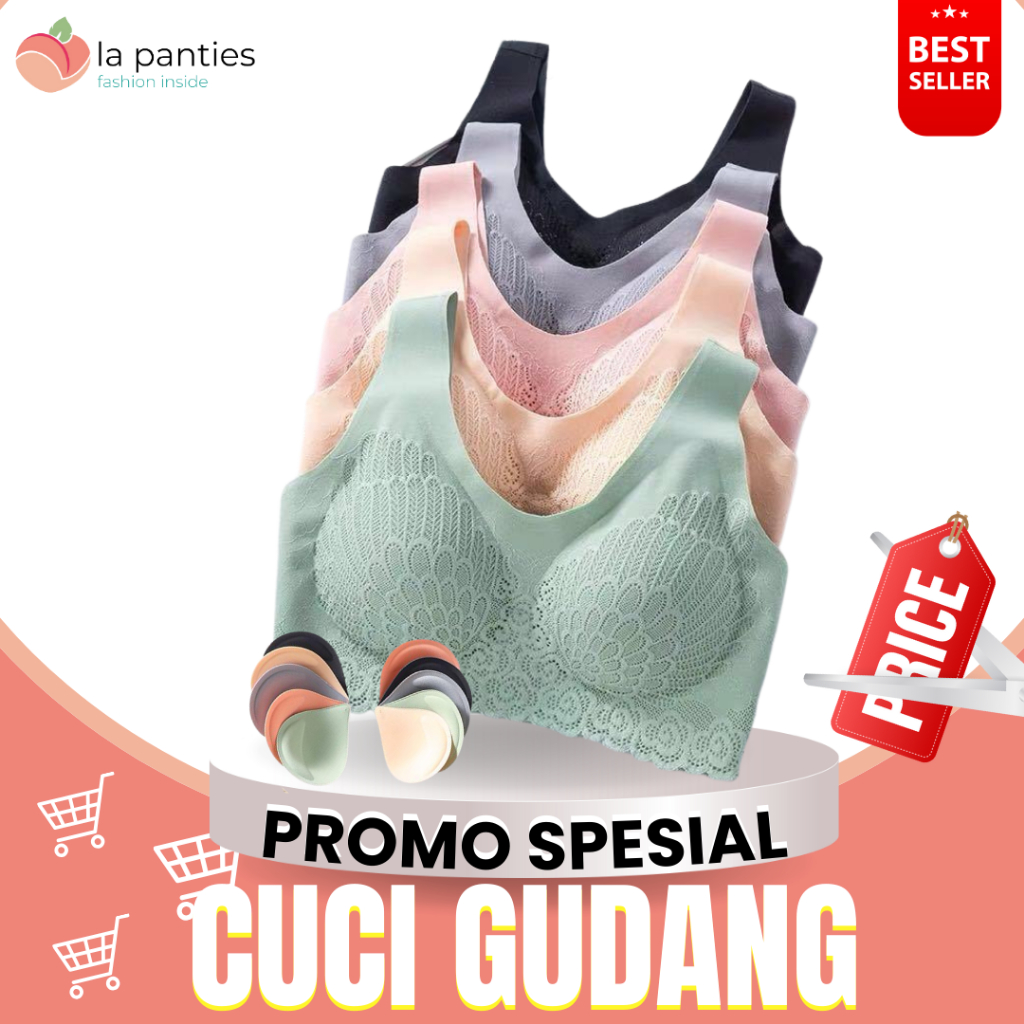 Jual La Panties BH Wanita Lateks Renda Pakaian Dalam Bra Push Up Mulus ...