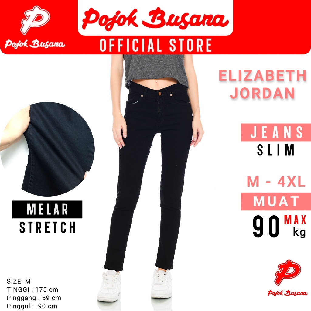 Jual Pojok Busana Celana Panjang Jeans Wanita Stretch Hitam - Ladies ...