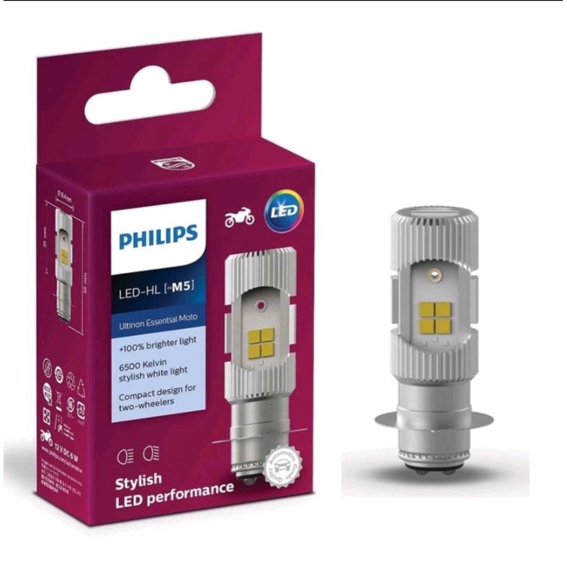 Jual BOHLAM LAMPU DEPAN MOTOR LED M5 H6 12V KAKI 1 PUTIH PHILIPS ...